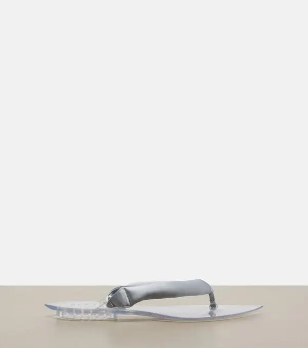 Alaïa Invisible Satin Thong Sandals - Silver