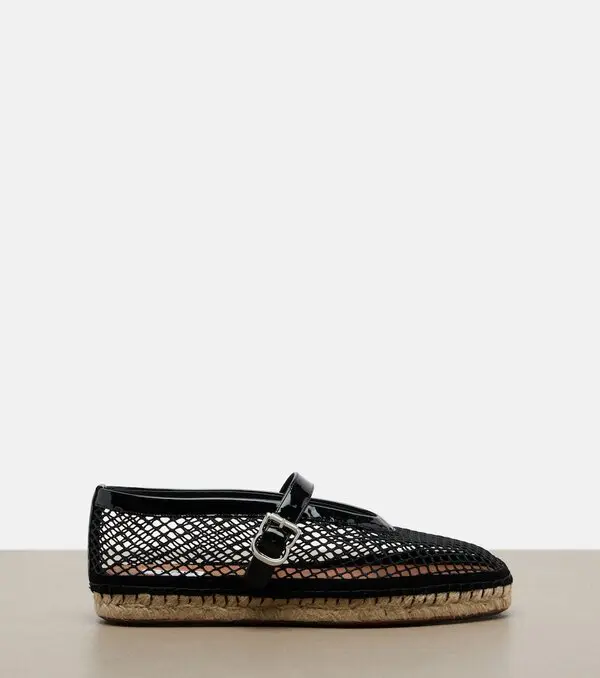Alaïa Fishnet Espadrilles With Leather Trim
