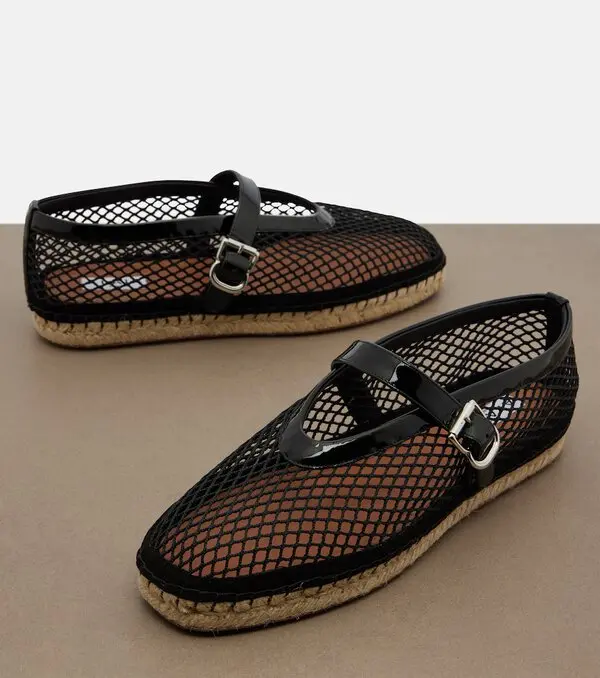 Alaïa Fishnet Espadrilles With Leather Trim