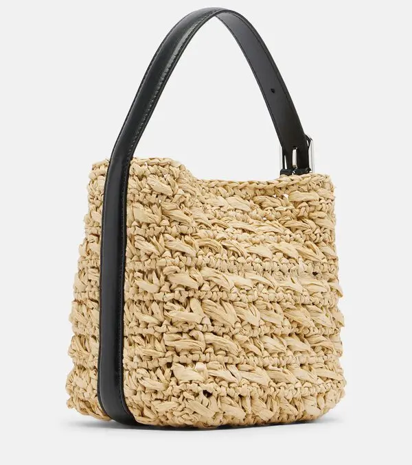 TOTEME Belted Raffia Top Handle Bag - Beige