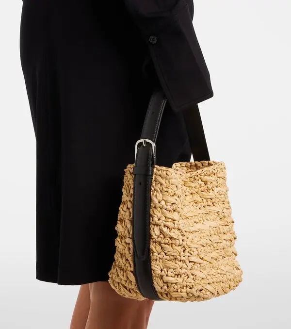 TOTEME Belted Raffia Top Handle Bag - Beige