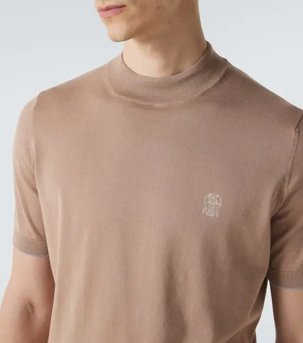 Brunello Cucinelli Mock Neck Cotton Sweater - Brown