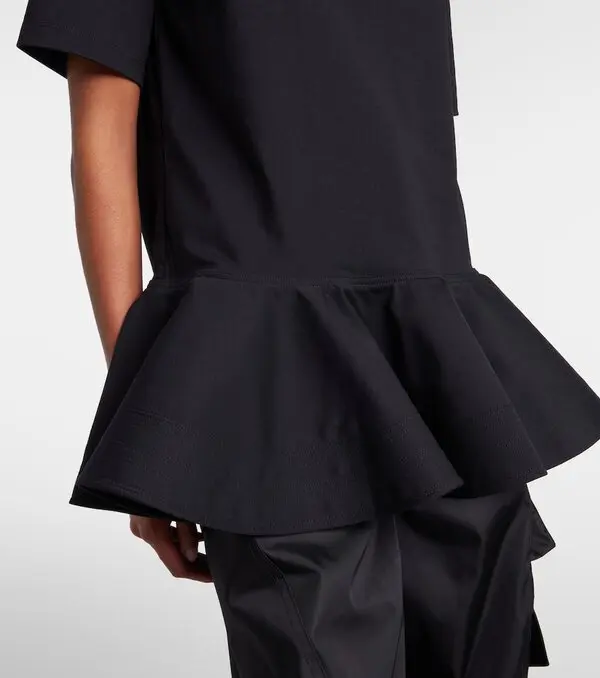 Alaïa Peplum Cotton Jersey T-shirt - Black