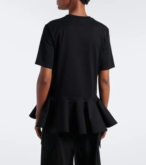 Alaïa Peplum Cotton Jersey T-shirt - Black