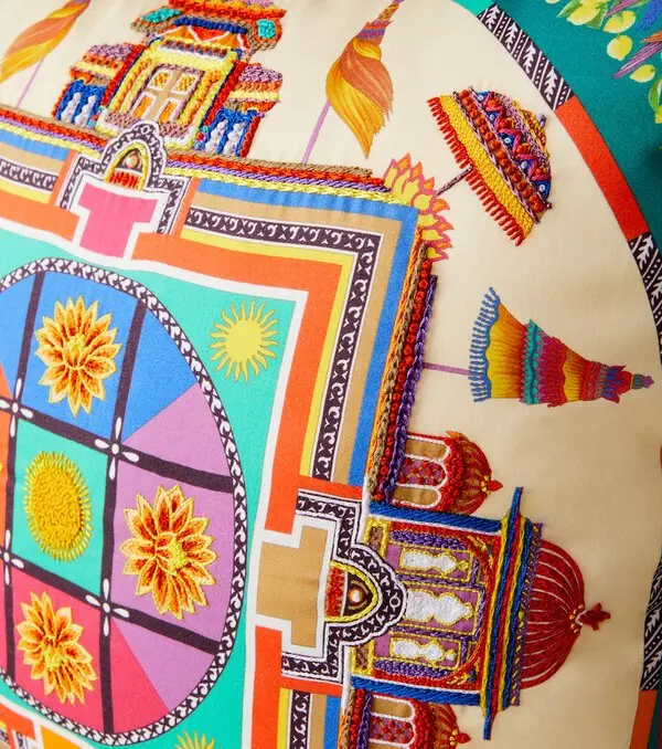 Etro Shanti Embroidered Printed Cotton Cushion - Multicoloured