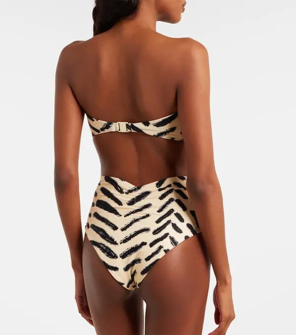 Johanna Ortiz Gathered Printed Bikini Bottoms - White