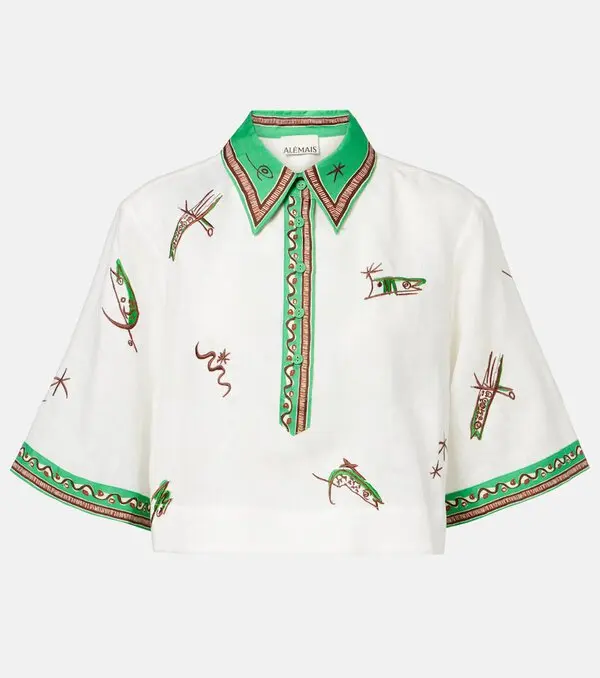 ALEMAIS Wanda Embroidered Linen Shirt - White