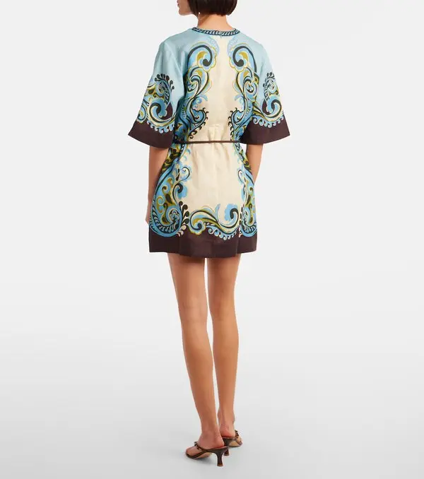 ALEMAIS Natalia Printed Linen Mini Dress