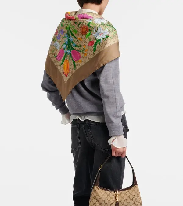 Gucci Gg Flora Silk Twill Scarf - Multicoloured