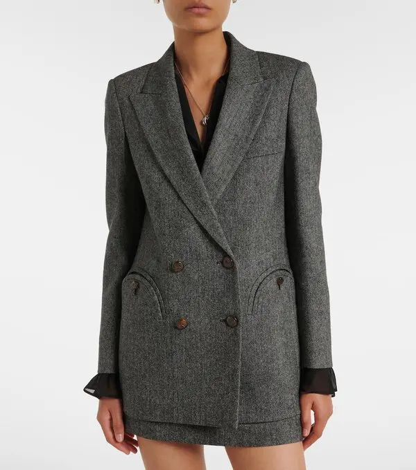 BLAZÉ MILANO Everyday Herringbone Wool-blend Blazer