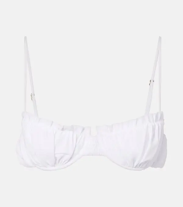 Faithfull The Brand Esterel Ruched Bikini Top - White