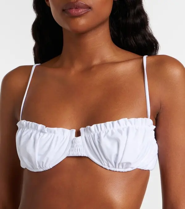 Faithfull The Brand Esterel Ruched Bikini Top - White