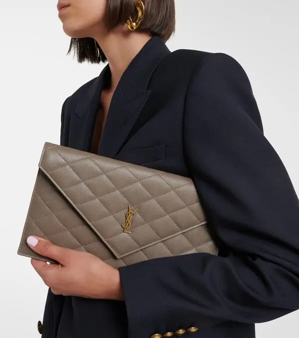 Saint Laurent Quilted Leather Clutch