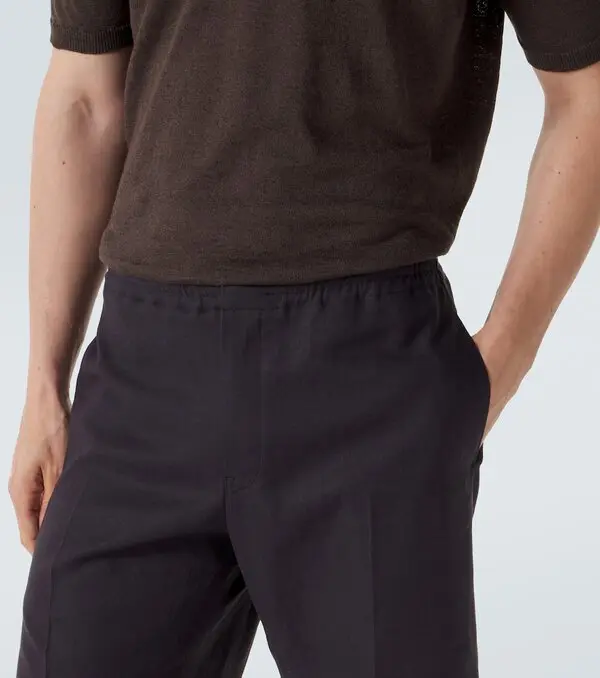 Zegna Linen Bermuda Shorts In Navy