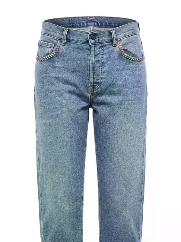 PAR.CO DENIM Embroidered Straight-leg Jeans