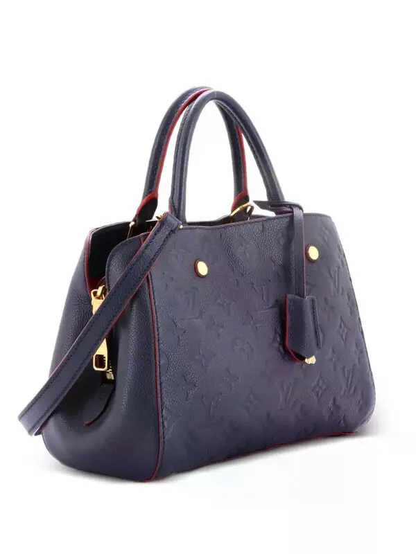 LOUIS VUITTON Montaigne Handbag Monogram Empreinte Leather Bb Satchel - Blue