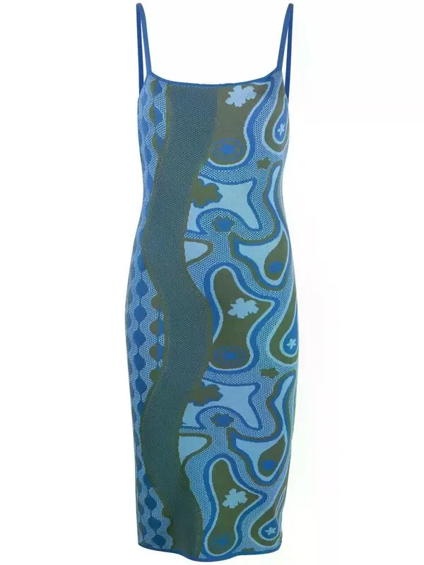Ahluwalia Graphic-print Fitted Dress - Blue