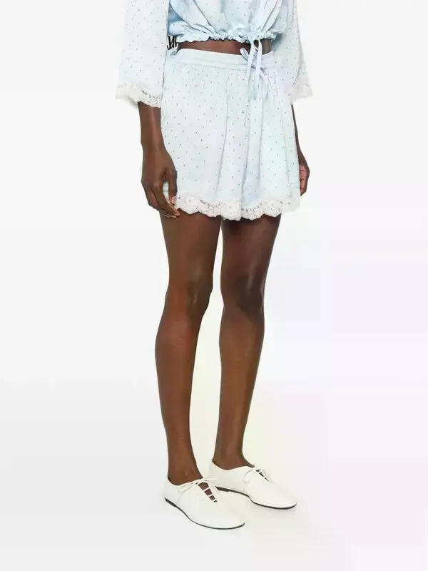 Sandro Lace-trimmed Embellished Shorts - Blue