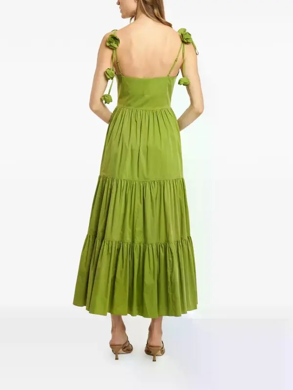 Cinq À Sept Floral Appliqué Tiered Dress - Green