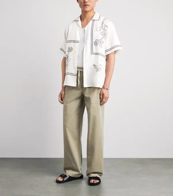 WAX LONDON Linen Embroidered Didcot Shirt