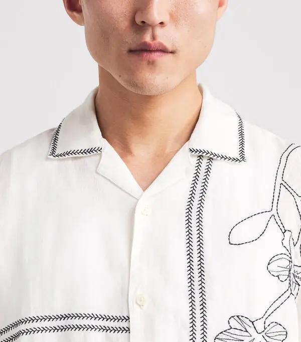 WAX LONDON Linen Embroidered Didcot Shirt