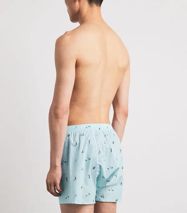 Derek Rose Cotton Printed Ledbury Boxer Shorts - Blue