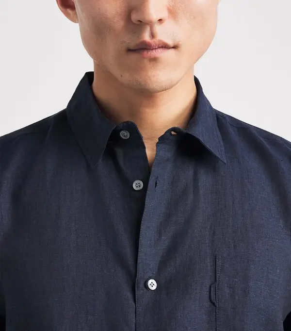 Derek Rose Linen Monaco Shirt - Navy