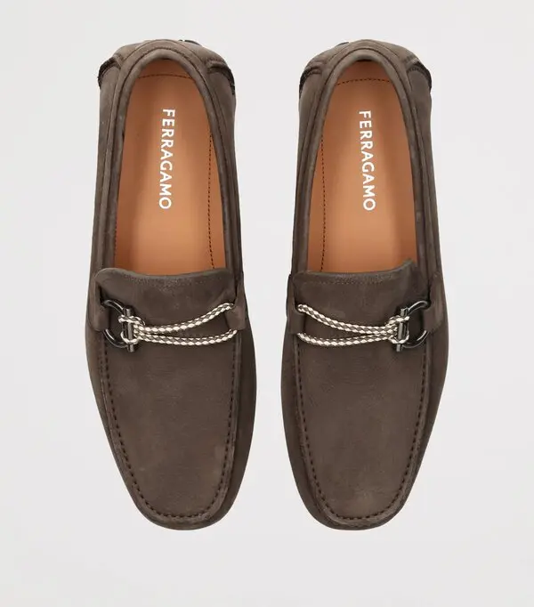 FERRAGAMO Nubuck Leather Driving Shoes - Brown