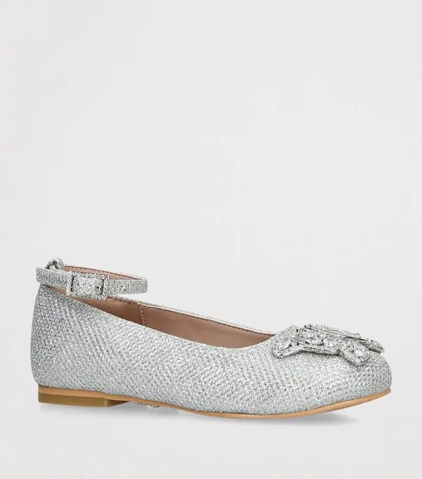 ARUNA SETH Glitter Angelina Ballet Flats With Butterfly Brooch
