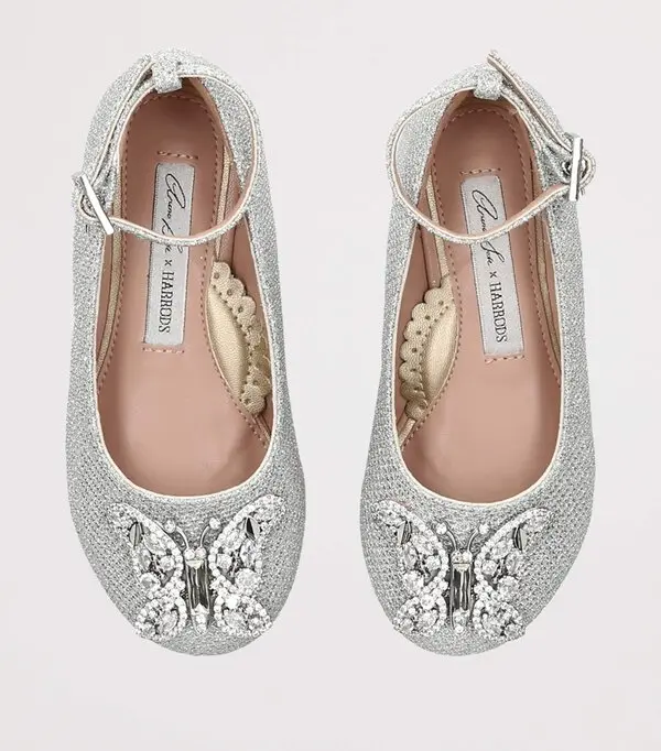 ARUNA SETH Glitter Angelina Ballet Flats With Butterfly Brooch