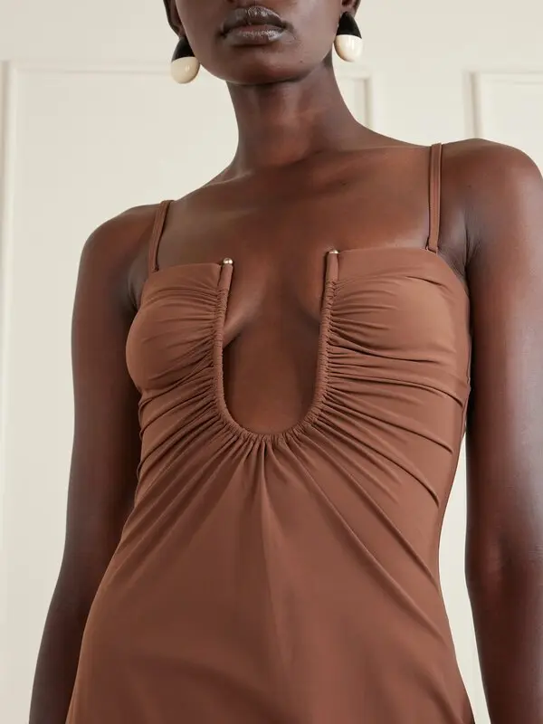 Christopher Esber Arced Ruched Maxi Dress - Brown