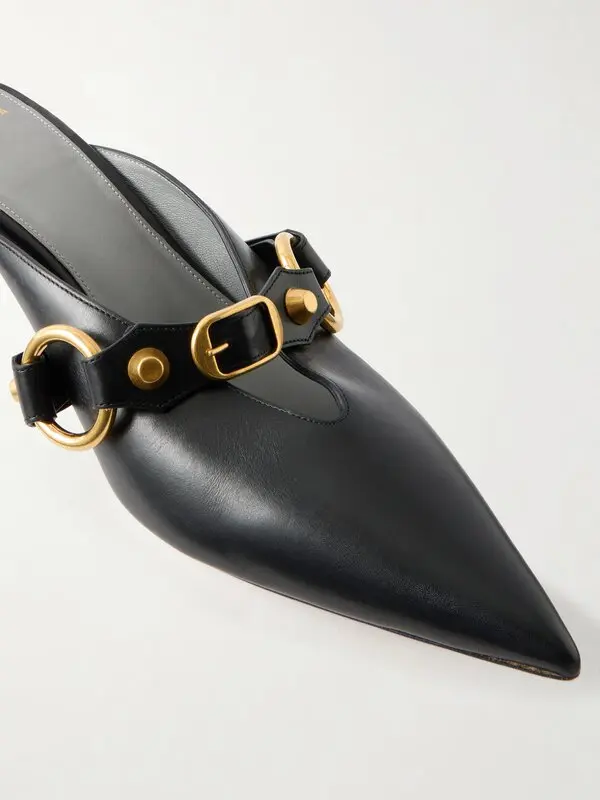 Balenciaga City Embellished Leather Mules - Black