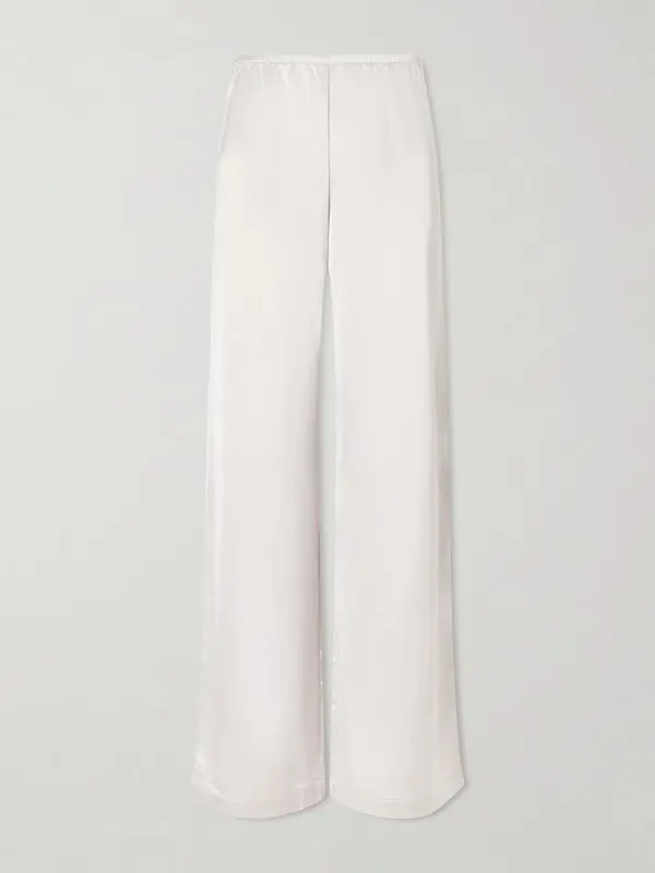 LESET Satin Wide-leg Trousers - Silver