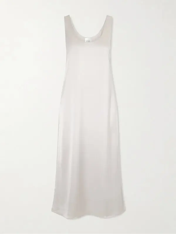 LESET Barb Satin Midi Dress - Silver