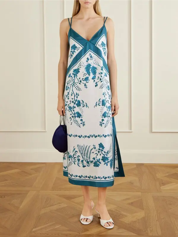 Erdem Floral-print Silk-twill Midi Dress