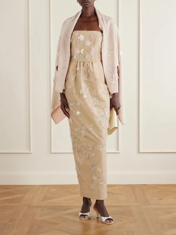 Bernadette Shirene Embellished Embroidered Cashmere-blend Cape