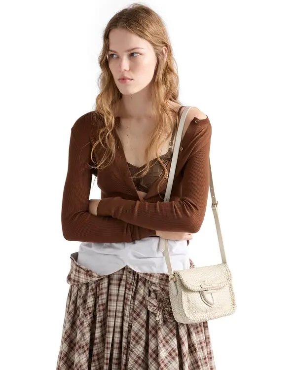 Prada Woven Leather Mini Shoulder Bag