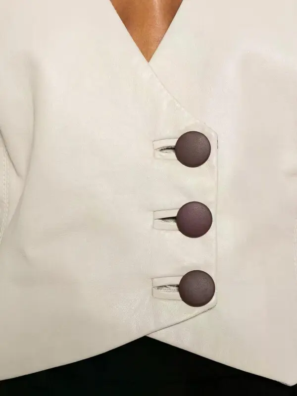 MITILIANE COUTURE Ivory Halterneck Button-up Waistcoat