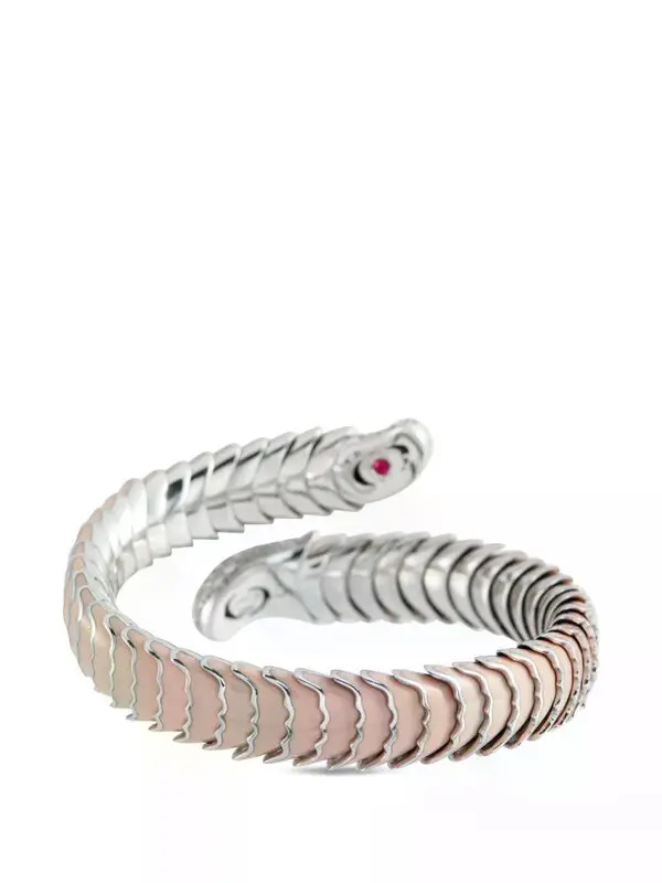 Roberto Coin 18k White Gold Diamond And Enamel Serpentine Bracelet - Silver