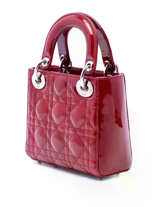 Dior Mini Patent Cannage Lady Satchel - Red
