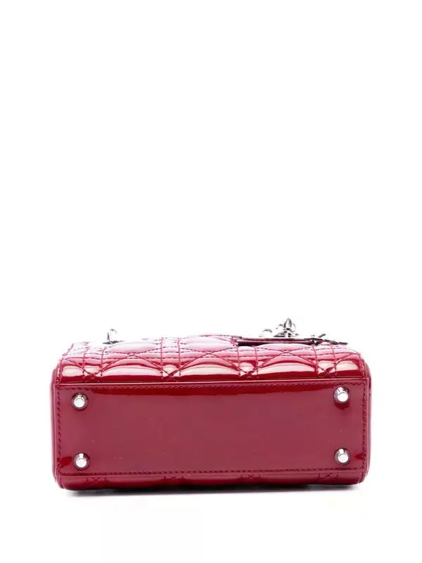 Dior Mini Patent Cannage Lady Satchel - Red