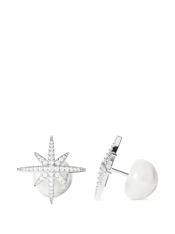 APM MONACO Star And Pearl Stud Earrings - Silver