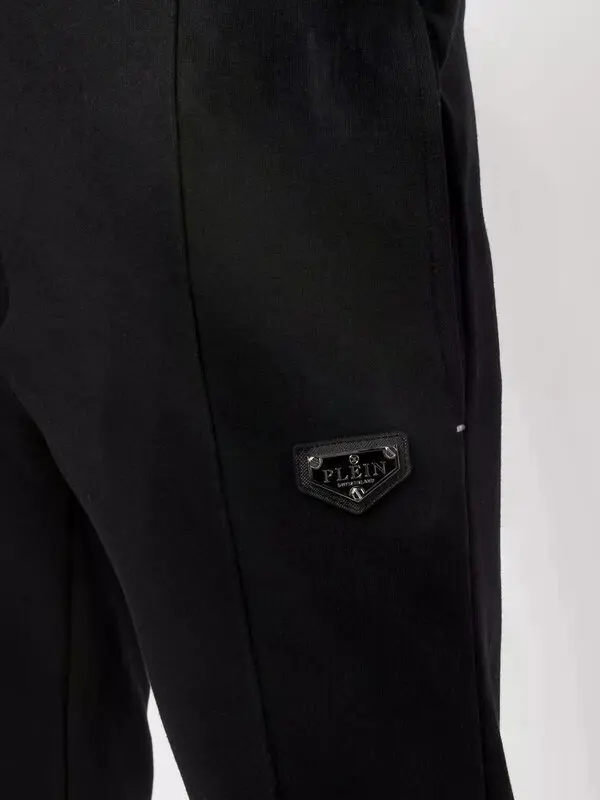 Philipp Plein Logo-patch Cotton Track Pants - Black