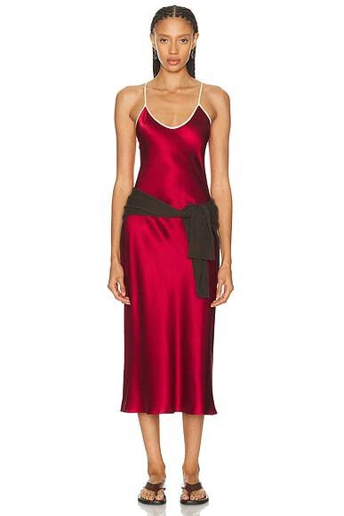 Comme Si Silk Bias Slip Dress - Deep Red