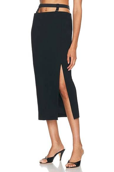 MUGLER Belted Midi Skirt