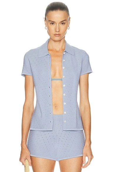 SRG Gidget Knit Polo Cardigan - Blue