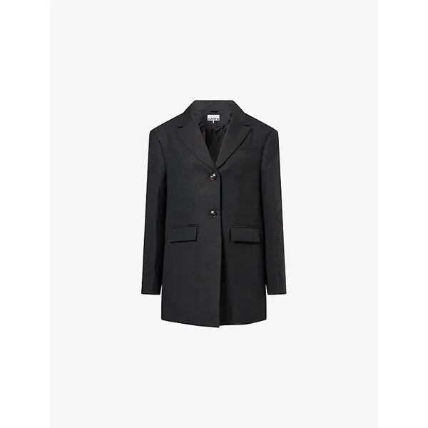 GANNI Single-breasted Wool-blend Blazer