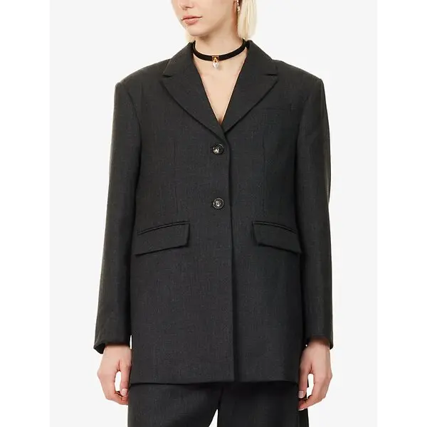 GANNI Single-breasted Wool-blend Blazer