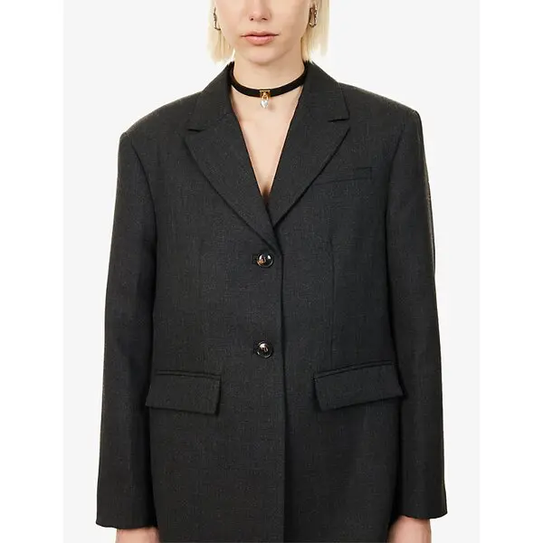 GANNI Single-breasted Wool-blend Blazer