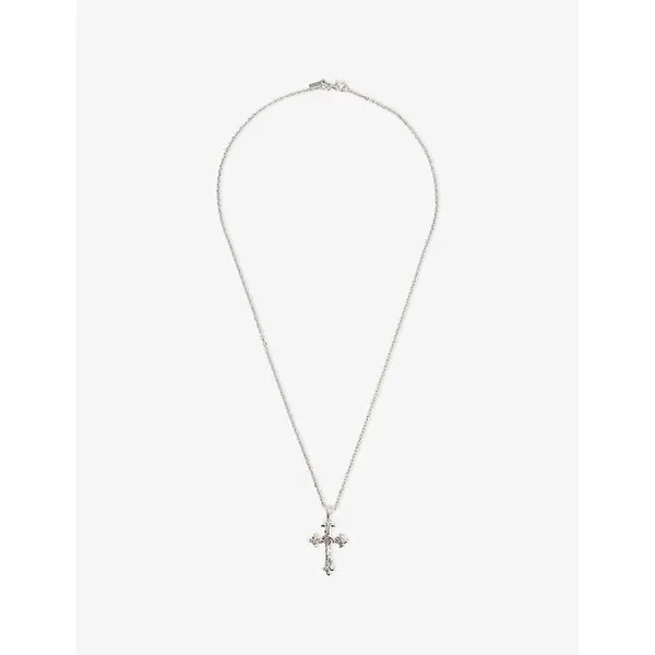 Emanuele Bicocchi Sterling Rose Cross Pendant Necklace - Silver